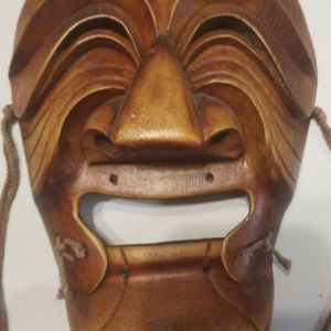 Unique Vintage | Art | Vintage Wood Happy Mask | Poshmark